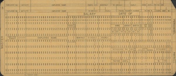 Payroll punched card - CHM Revolution